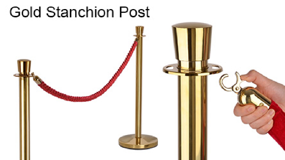 Stanchion Post with Gold Finish ¦ Slimline Warehouse