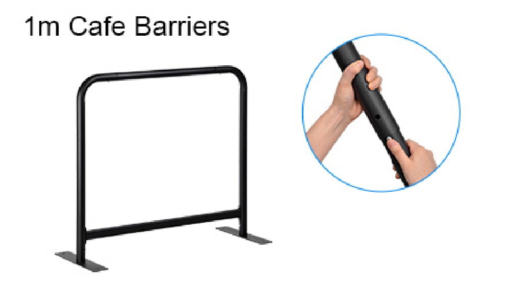 Outdoor Cafe Fencing - 1m Black Aluminium Frame - Ships Same Day!