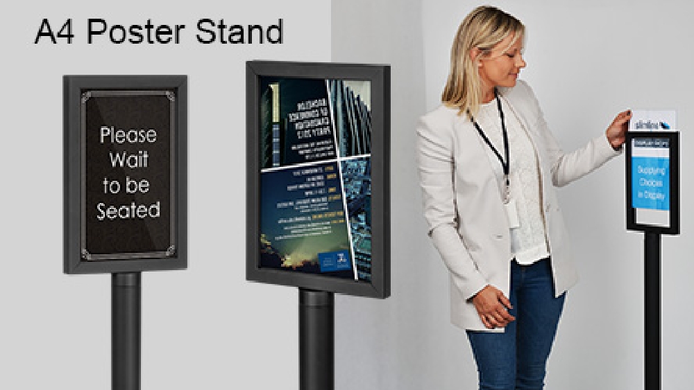 A4 Poster Display Stand - Black - Ships Same Day ¦ Slimline Warehouse