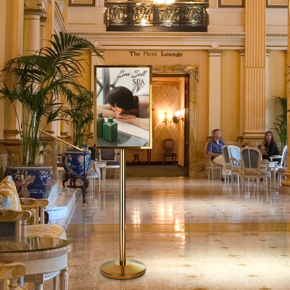 A2 Lobby Display Stand - Gold - Ships Same Day ¦ Slimline Warehouse