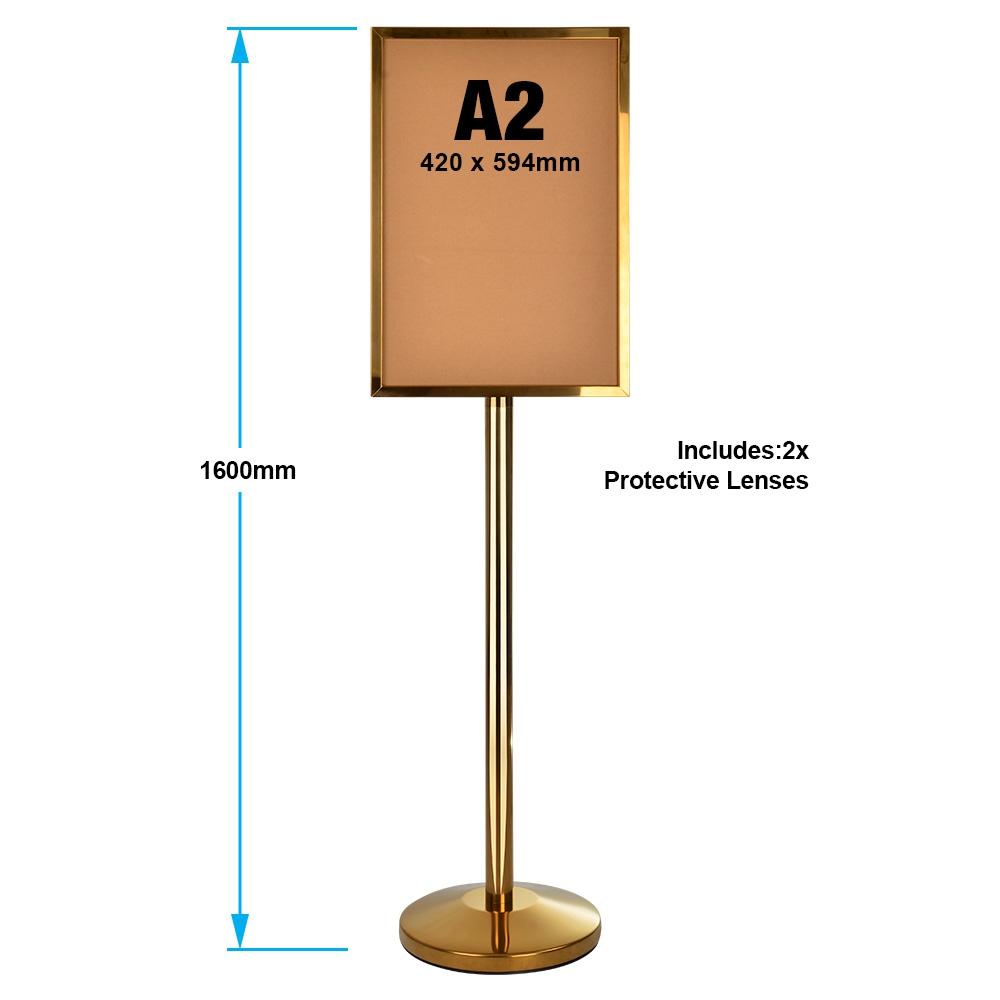 A2 Lobby Display Stand - Gold - Ships Same Day ¦ Slimline Warehouse