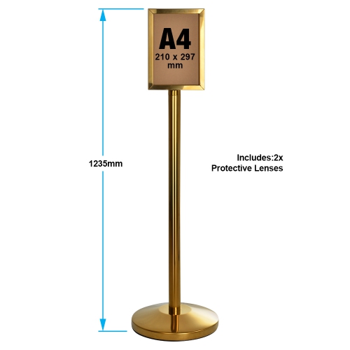 A4 Stand Alone Sign Holder - Gold - Ships Same Day ¦ Slimline Warehouse