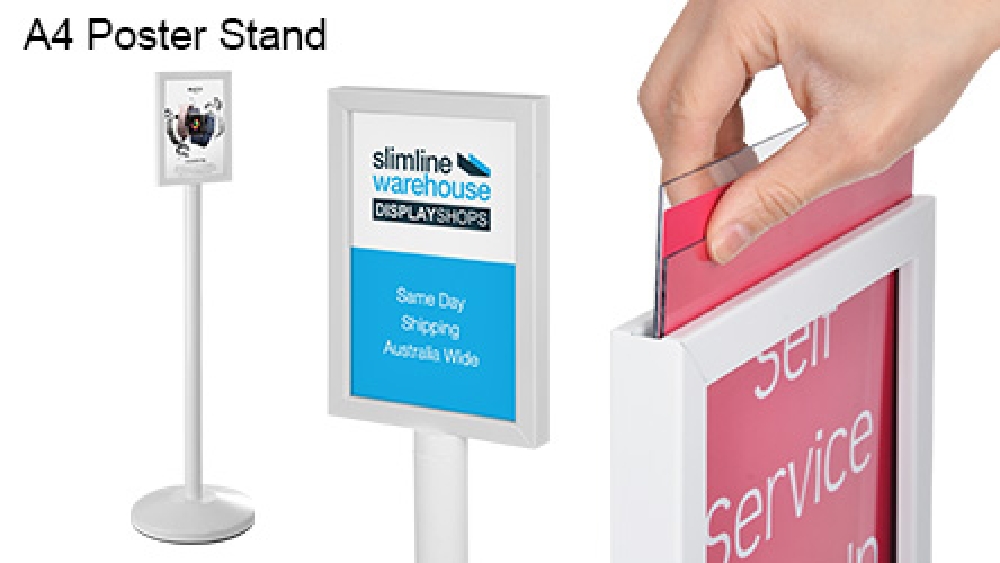 A4 Pedestal Sign - White - Ships Same Day ¦ Slimline Warehouse