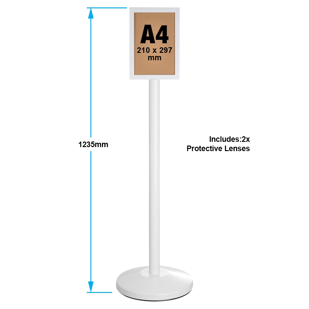 A4 Pedestal Sign - White - Ships Same Day ¦ Slimline Warehouse