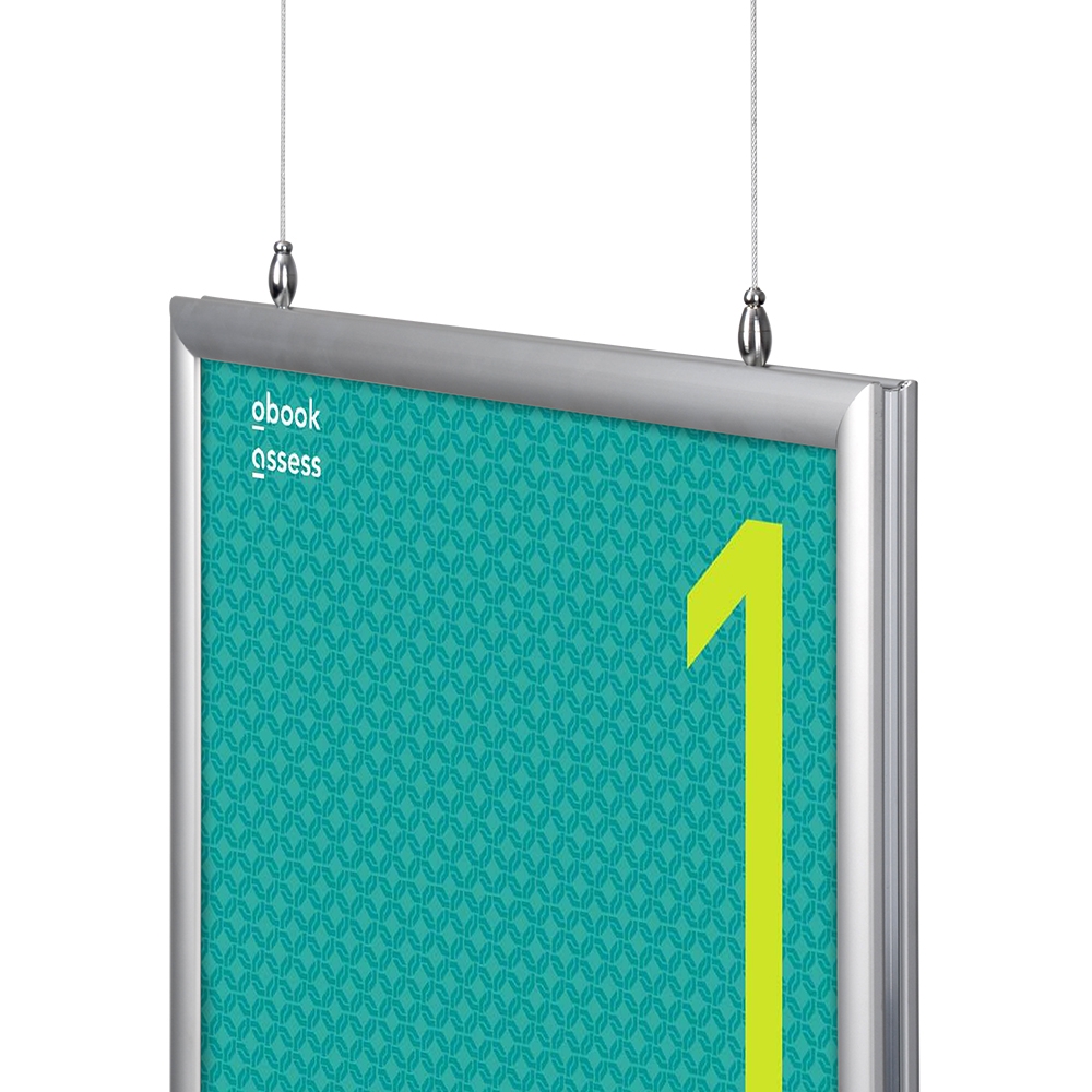 A1 Clip Frame with Hanging Hardware and Cables. Silver Frame- Double ...