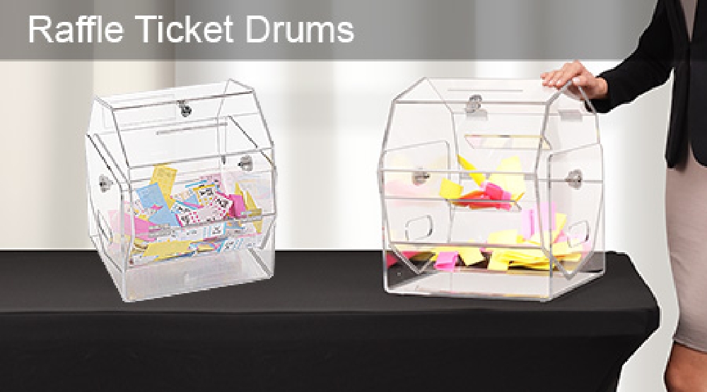 Raffle Ticket Drums - Clear Acrylic - Ships Same Day! ¦ Slimline Warehouse