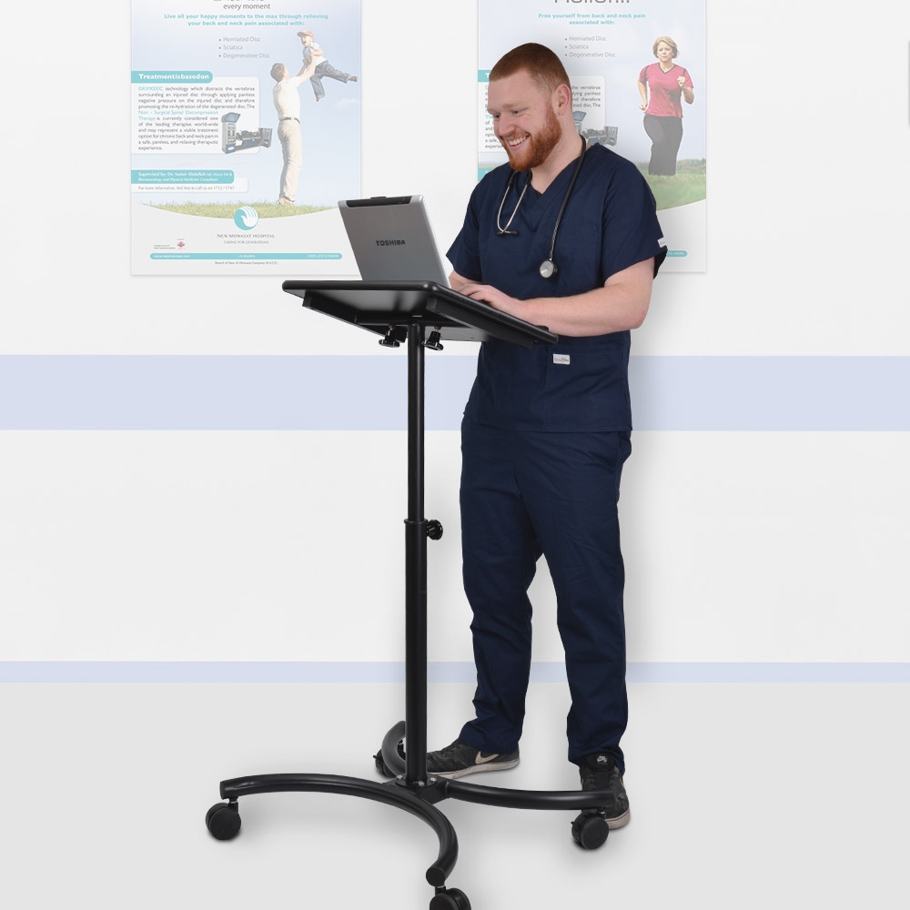 Portable Laptop Desk - Height Adjustable w/Wheels ¦ Slimline Warehouse