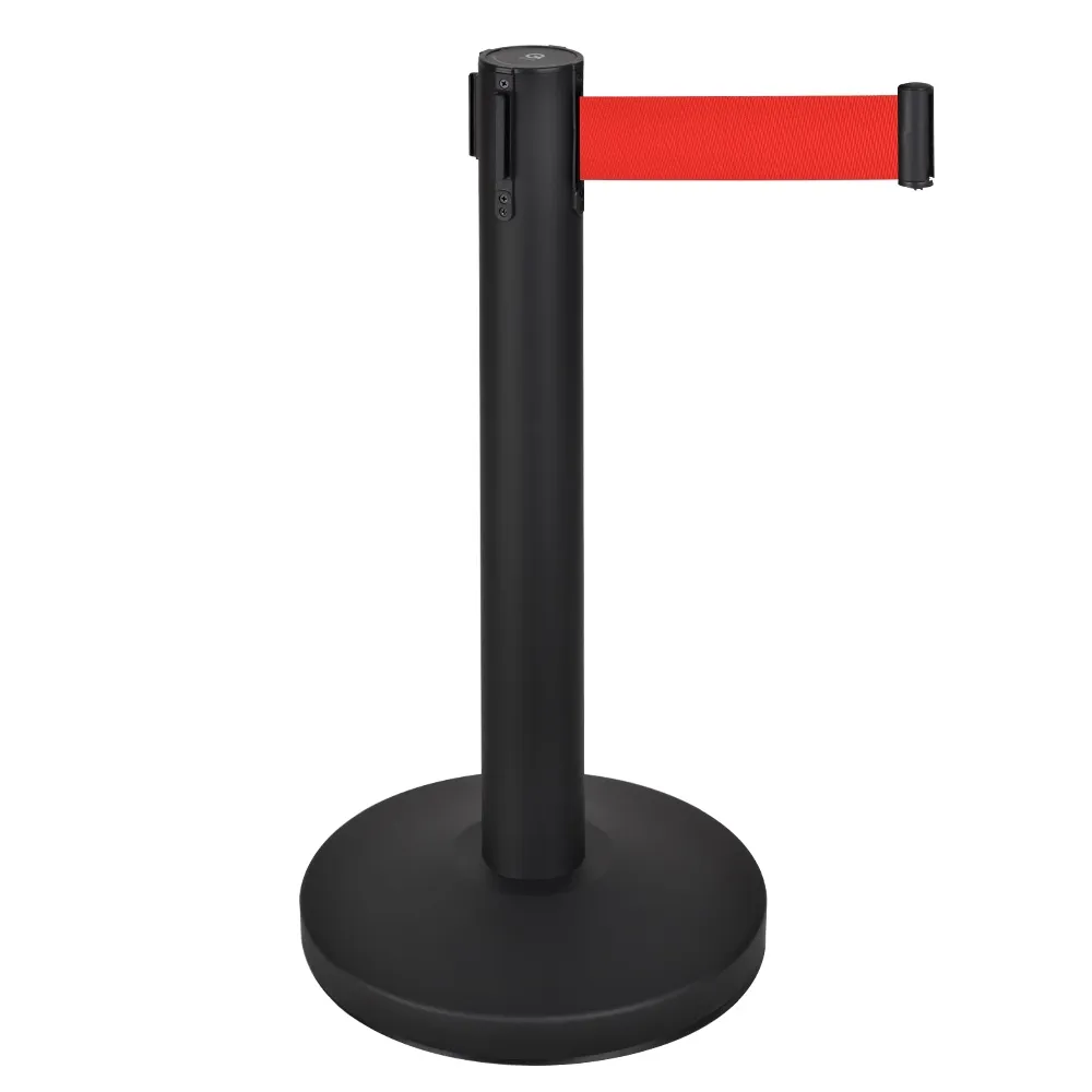 Mini Queue Stanchions – 61cm w/1.8m Black Retractable Belt