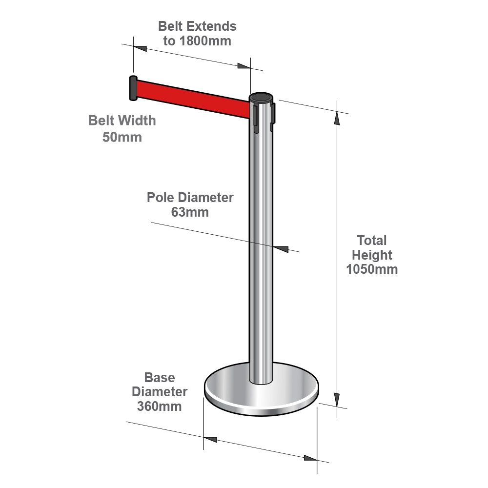 Line Stanchions - 1.8m Red Belt - Ships Same Day ¦ Slimline Warehouse