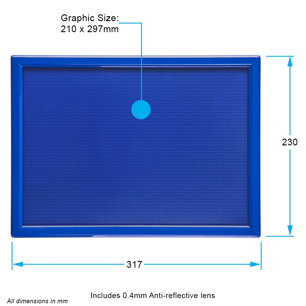 A4 Blue Snap Frames - Wall/Desk - Ships Same Day! ¦ Slimline Warehouse