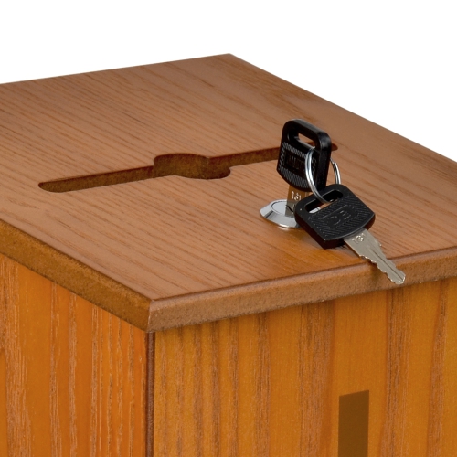 Wooden Church Donation Box - Locking w/side pocket ¦ Slimline Warehouse