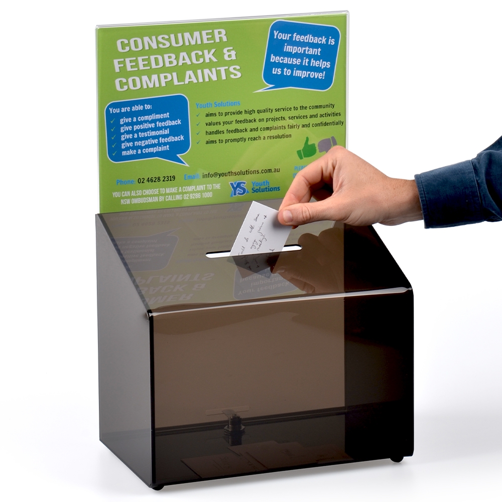 Plastic Collection Box w/ A4 Sign Holder – Ships Same Day!