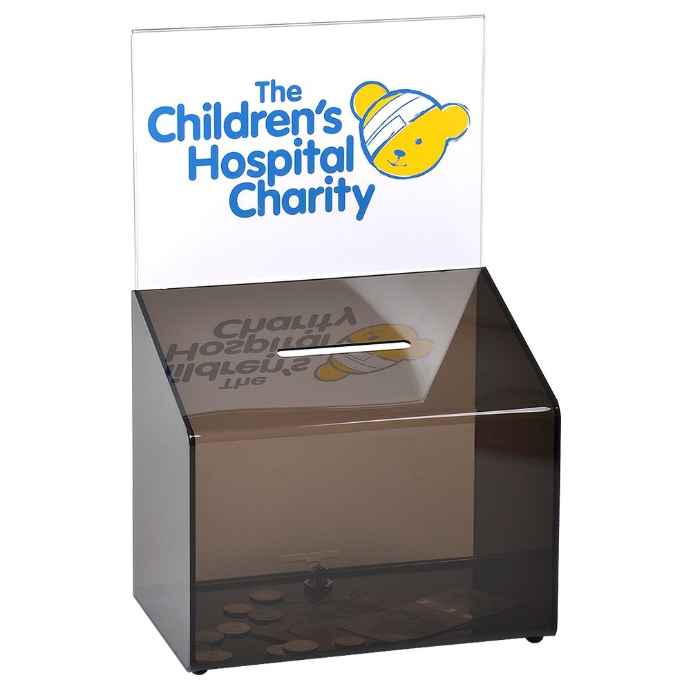 Plastic Collection Box w/ A4 Sign Holder – Ships Same Day!