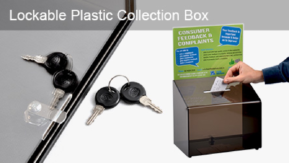 Plastic Collection Box w/ A4 Sign Holder – Ships Same Day!