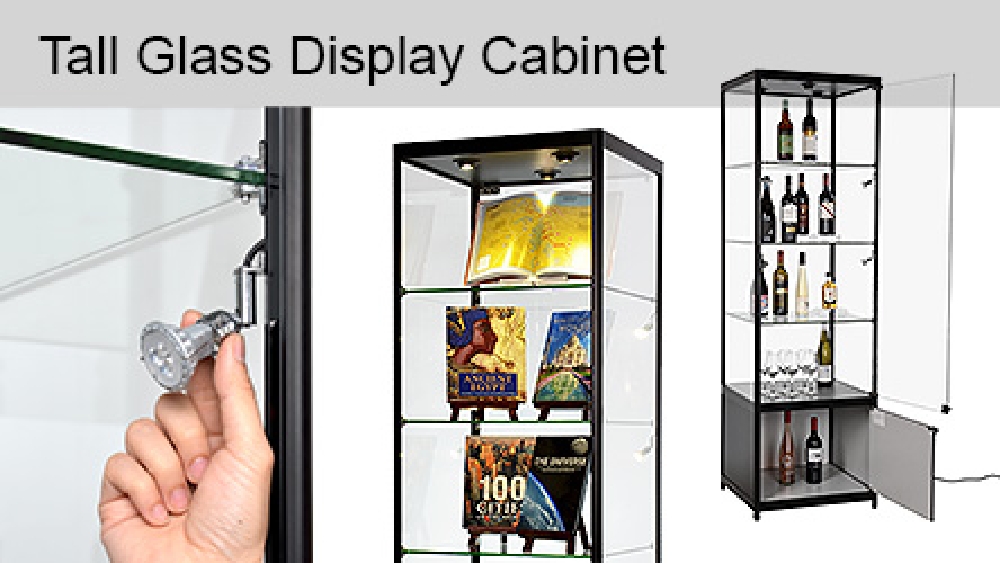 2m Tall Glass Display Cabinet - 5 Tiers w/Lights ¦ Slimline Warehouse