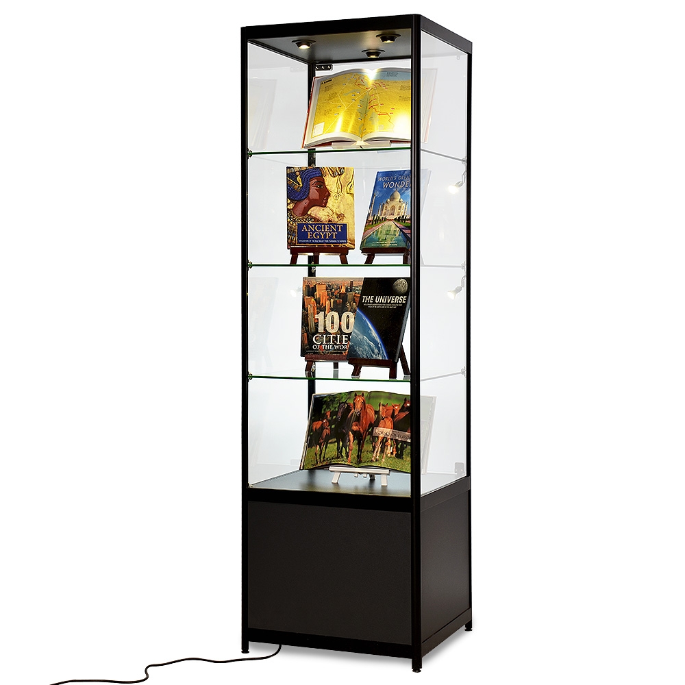 2m Tall Glass Display Cabinet - 5 Tiers w/Lights ¦ Slimline Warehouse
