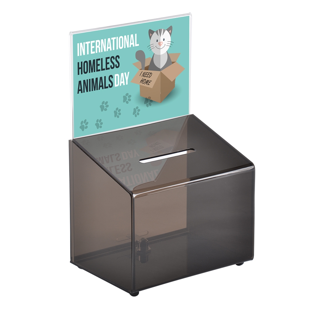 Plastic Collection Box w/ A4 Sign Holder – Ships Same Day!