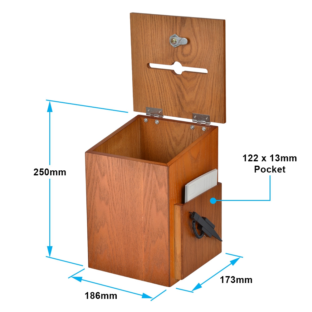 Wooden Ballot Box with Lock - Oak - Ships Today! ¦ Slimline Warehouse
