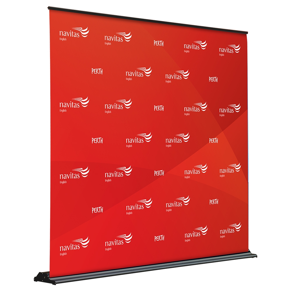 Media banner – Custom print huge 2400mm Display ¦ Slimline Warehouse
