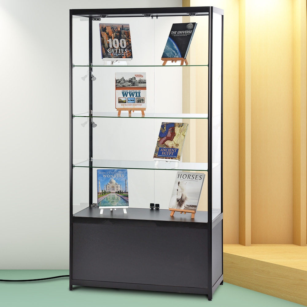 2m Glass Display Cases with Lights & Storage ¦ Slimline Warehouse