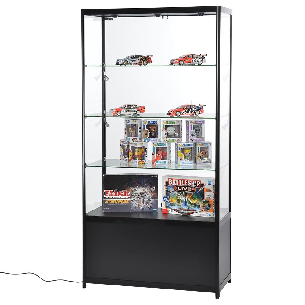 2m Glass Display Cases with Lights & Storage ¦ Slimline Warehouse