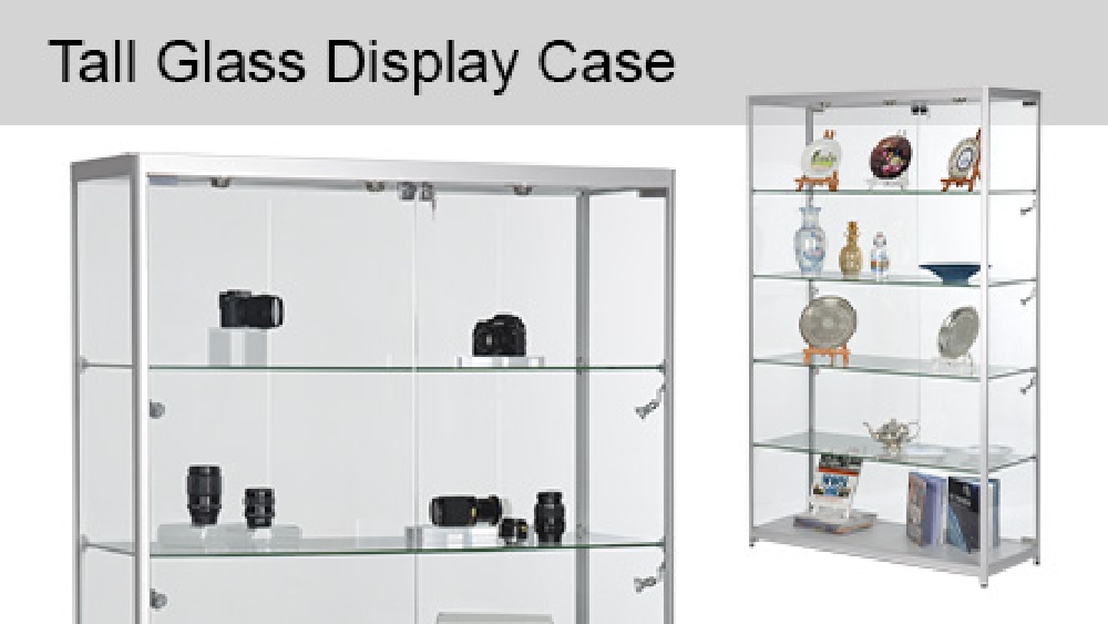 2m Tall Glass Display Case - 5 Tier - Locking ¦ Slimline Warehouse