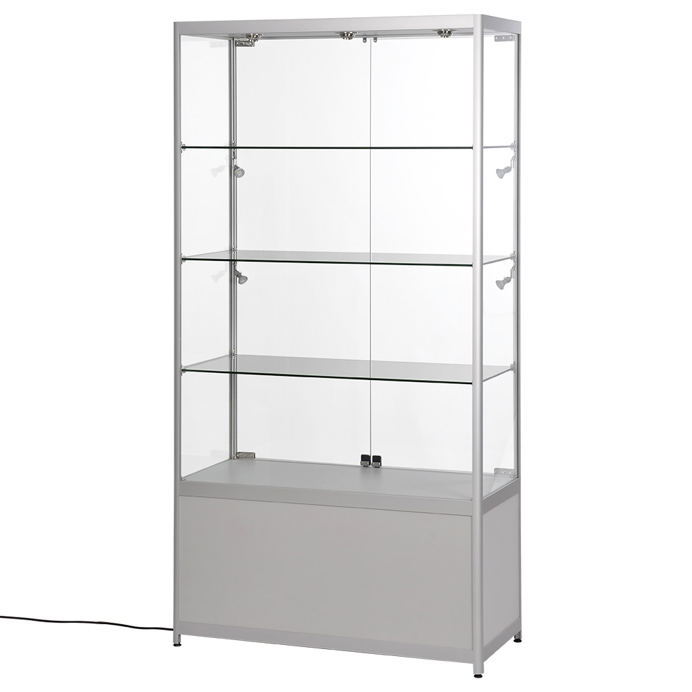 2m Museum Display Cases w/Storage - 4 Tier - Lighted