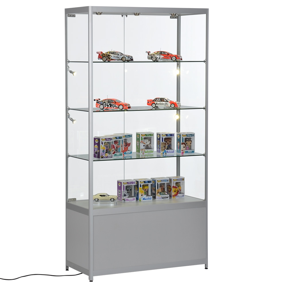 2m Museum Display Cases w/Storage - 4 Tier - Lighted