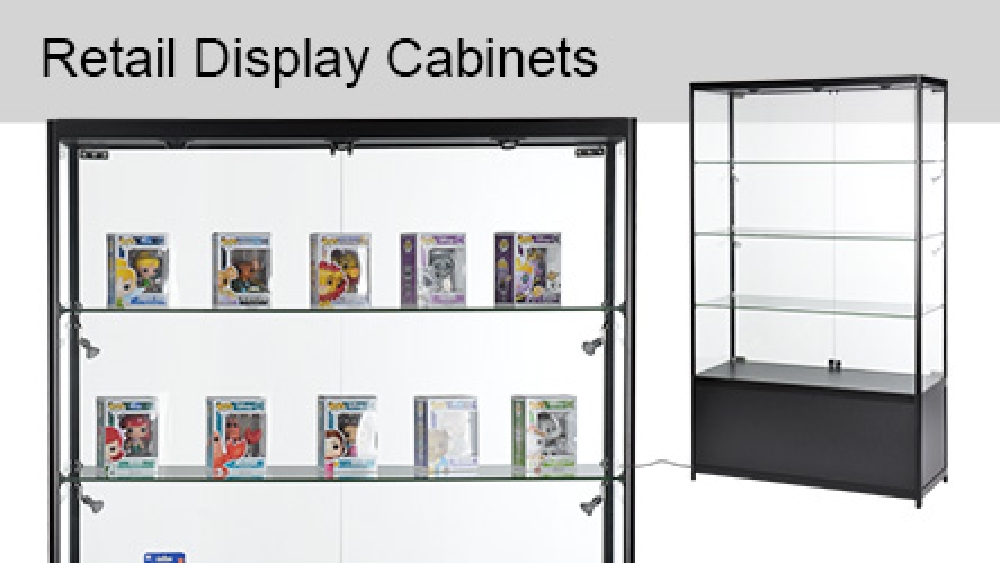 2m Retail Display Cabinets w/Storage - 4 Tier - Lighted