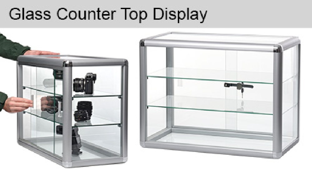 Glass Counter Top Display - Locking w/ 3 Tiers - Ships Same Day!