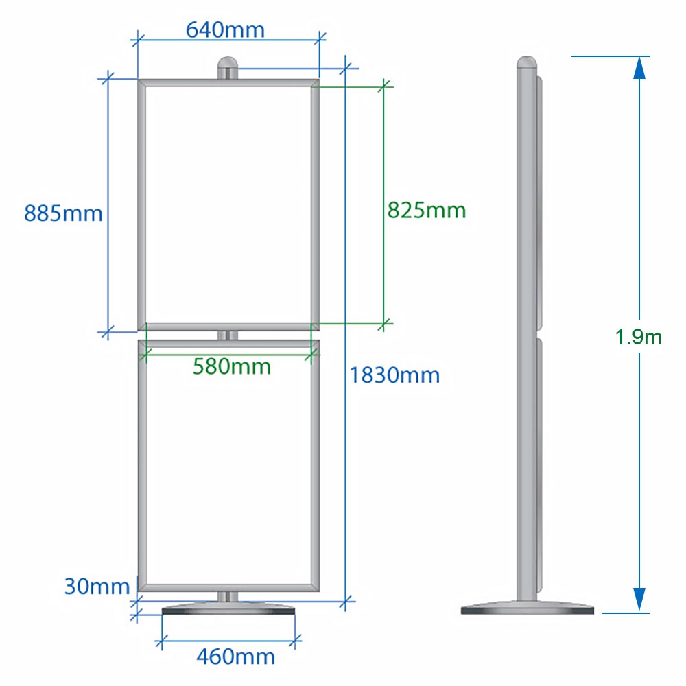 A1 Poster Stand – Double Sided, Modular Display System, A1 Clip Frame ...