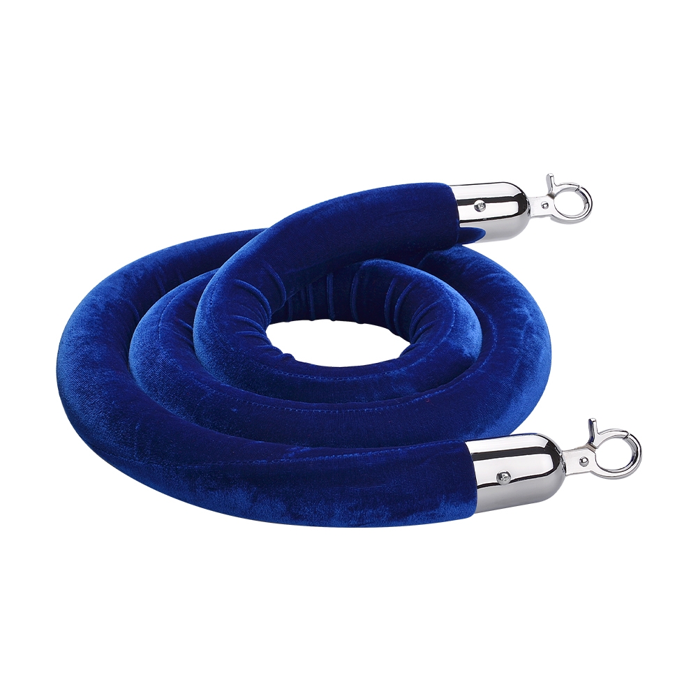 Rope Barrier Set - Blue Velvet Rope & Chrome Posts