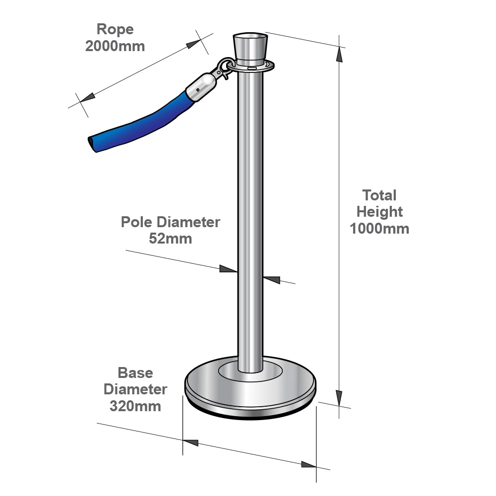 Rope Barrier Set - Blue Velvet Rope & Chrome Posts