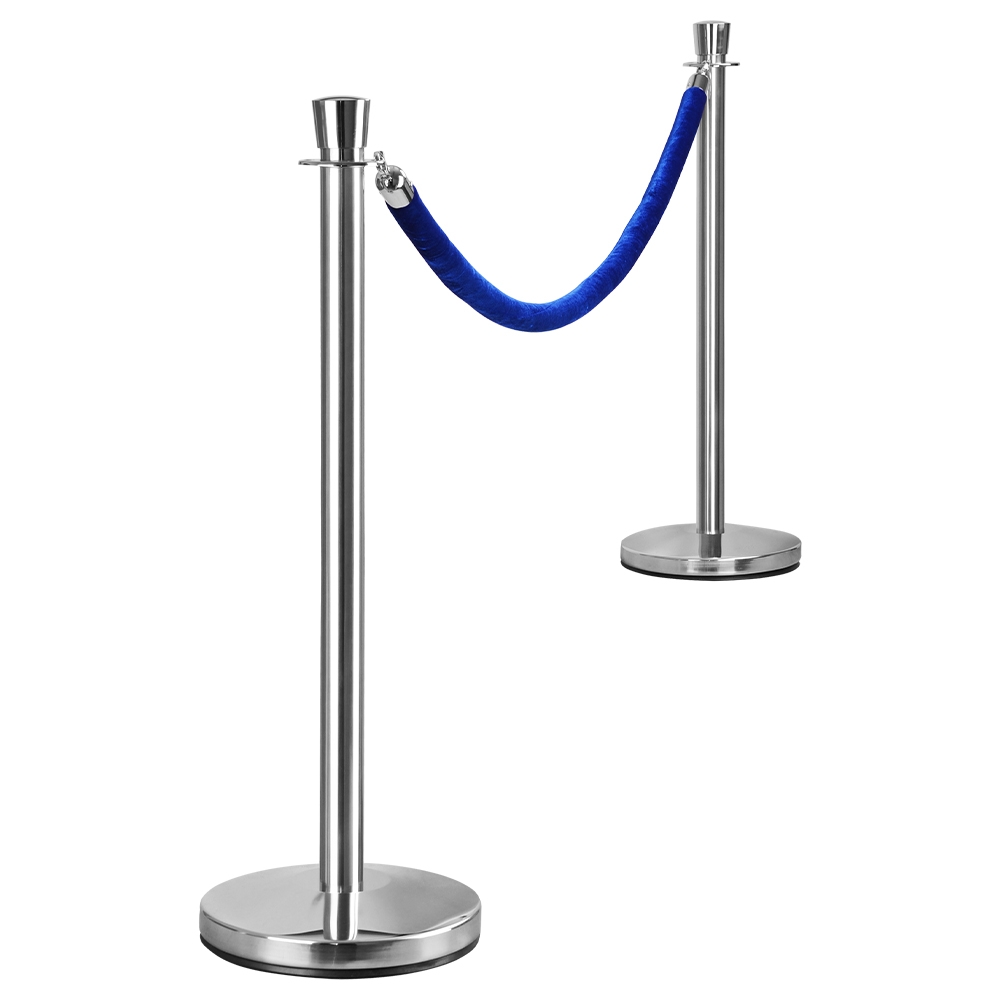 Rope Barrier Set - Blue Velvet Rope & Chrome Posts