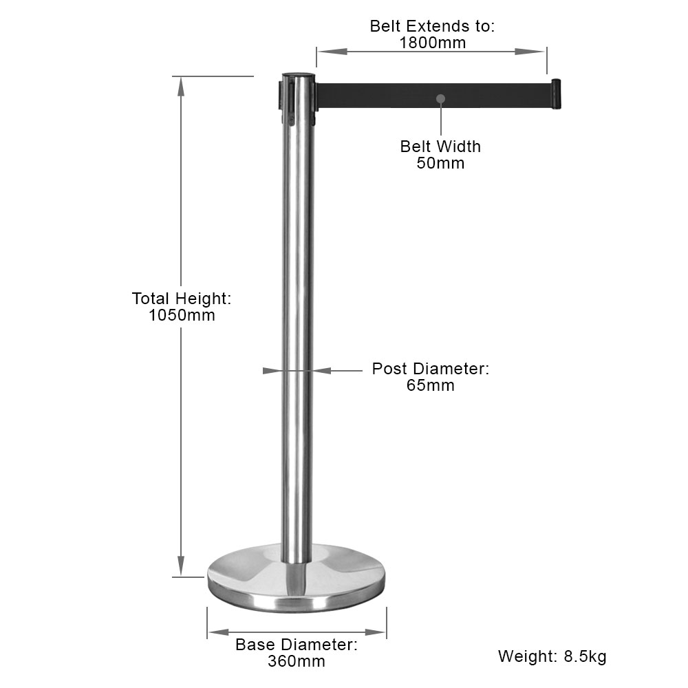 Retractable Barriers: Polished Stainless Steel- Buy Online