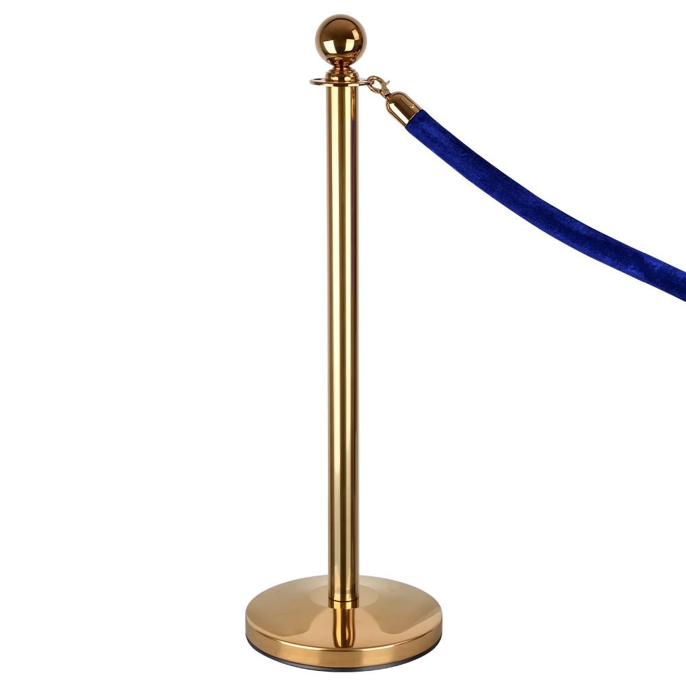 Rope Barrier Stanchions – Gold Post & Blue Rope