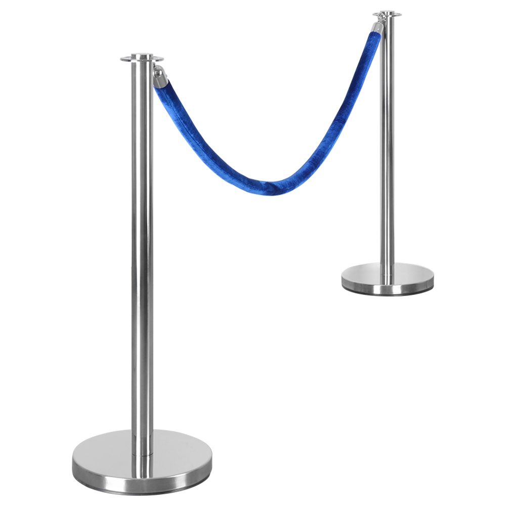 Silver Rope Stanchions & Blue Velvet Rope - Buy Online NOW