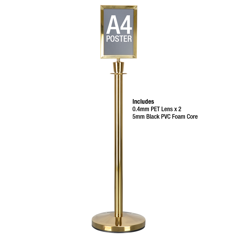 Classic A4 Gold Floor Sign. Brass Finish. Order Online Now