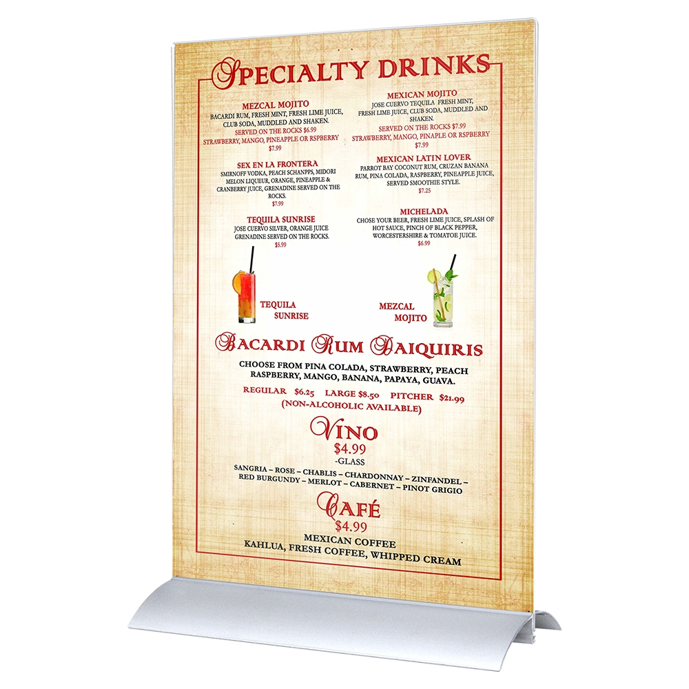 A4 Acrylic POS Counter Sign or Menu Display with Snap Base