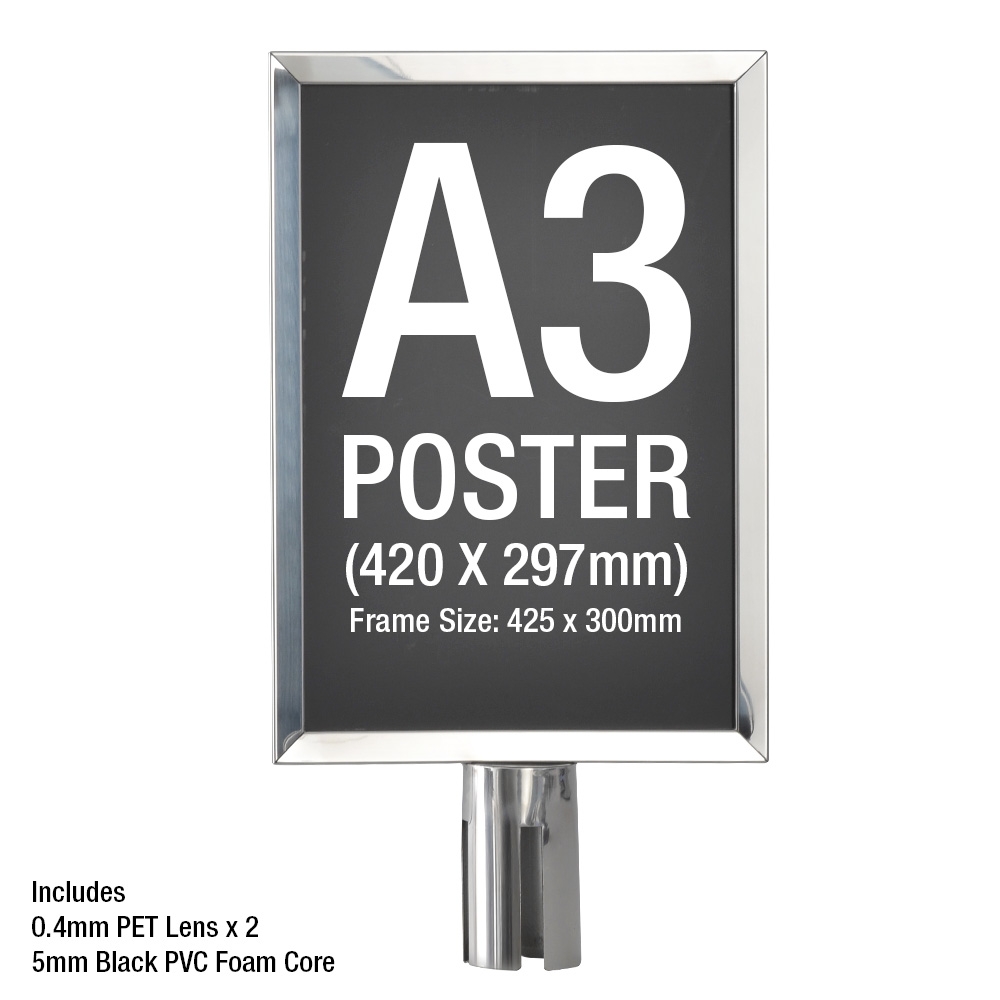 Changeable Signs for Retractable Barriers. A3 Size Portrait Format