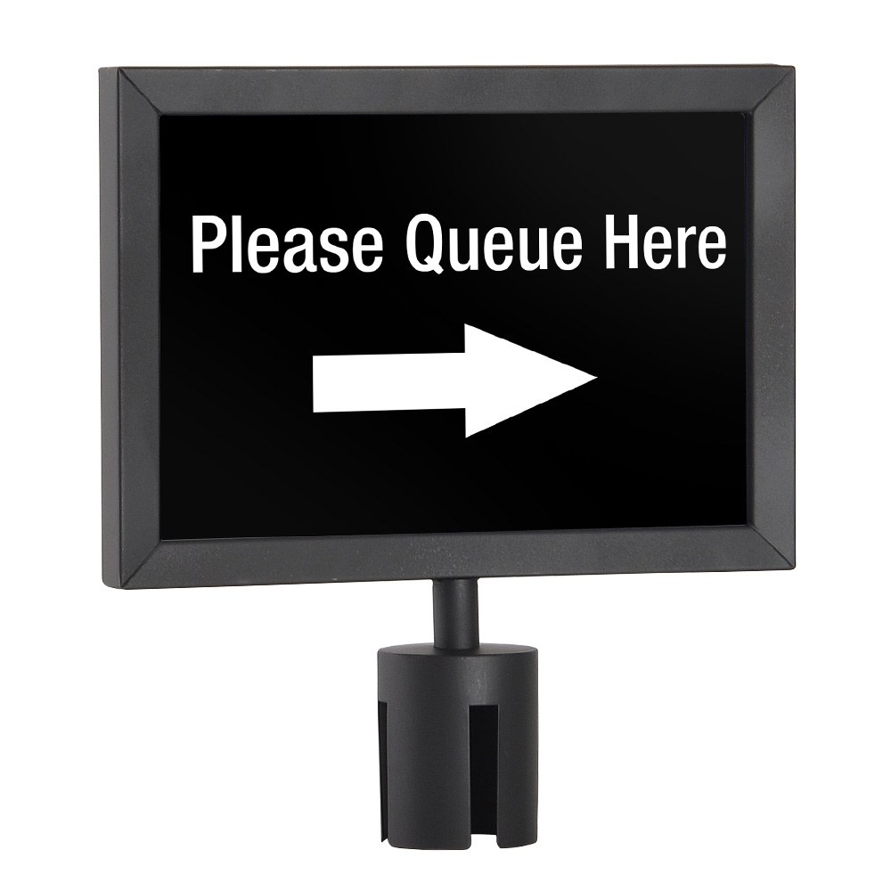 Black A4 Sign Holder for Retractable Barriers, Landscape Display