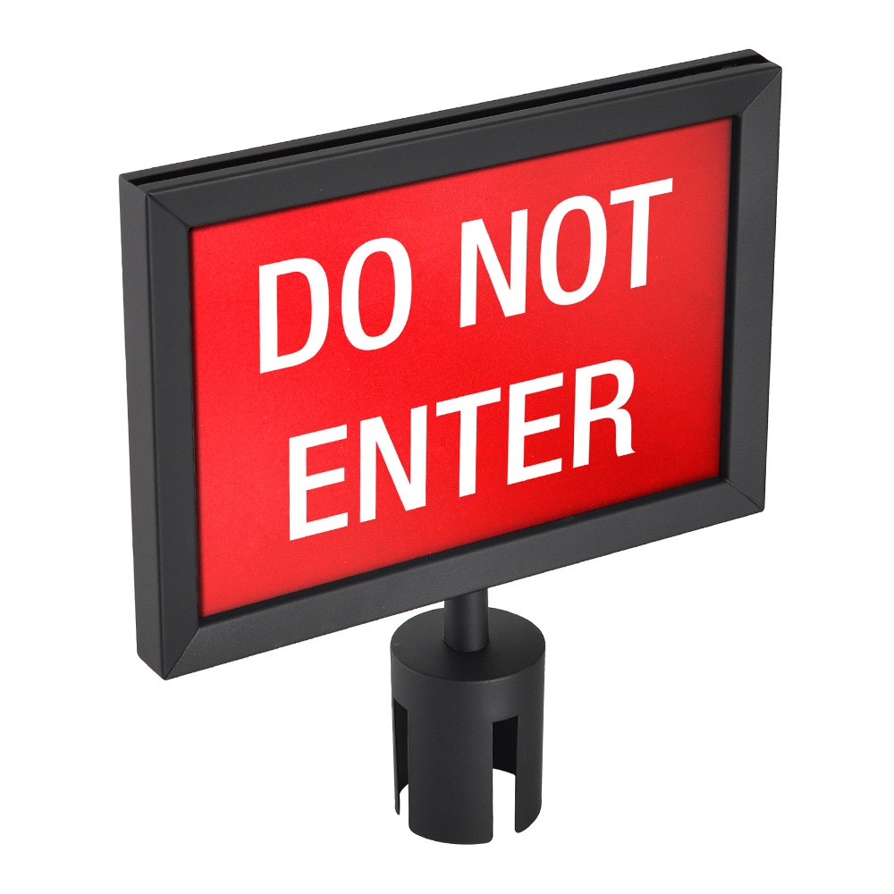 Black A4 Sign Holder for Retractable Barriers, Landscape Display