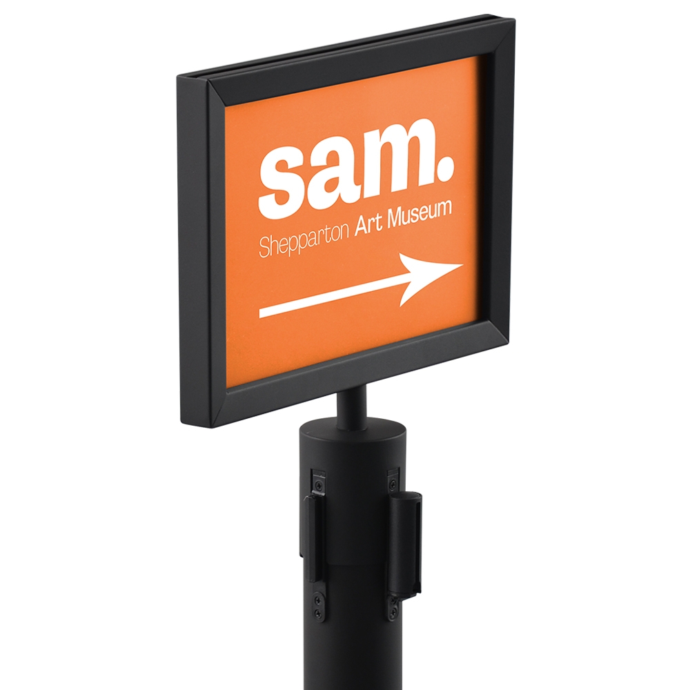 Retractable Barrier Post & Landscape Black A4 Sign Holder