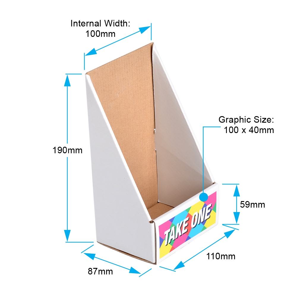 DL Cardboard Leaflet Dispensers - Custom 100x40mm Graphic - Counter
