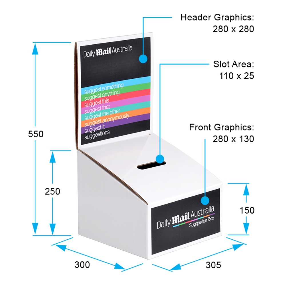Custom Suggestion Box - Tabletop - Cardboard w/ Custom Graphics!