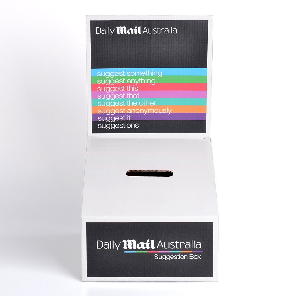 White Ballot Box w/Header - Cardboard for Tabletop - Ships Same Day