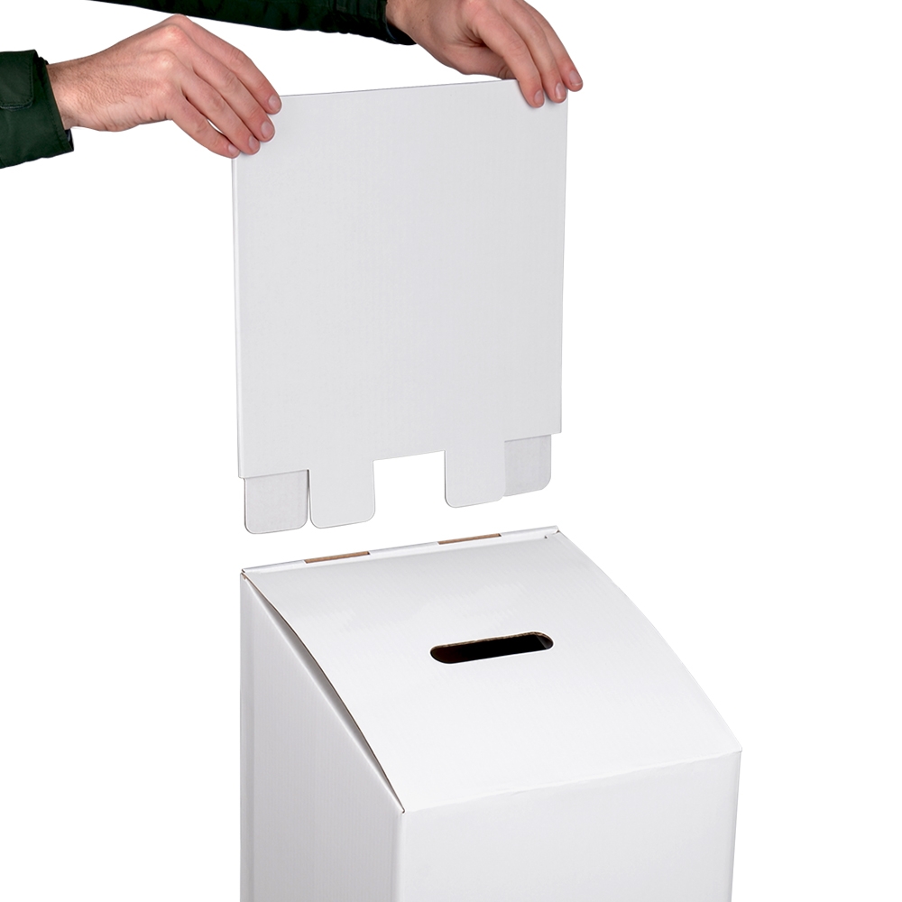 Cardboard Ballot Suggestion Box with Header - White