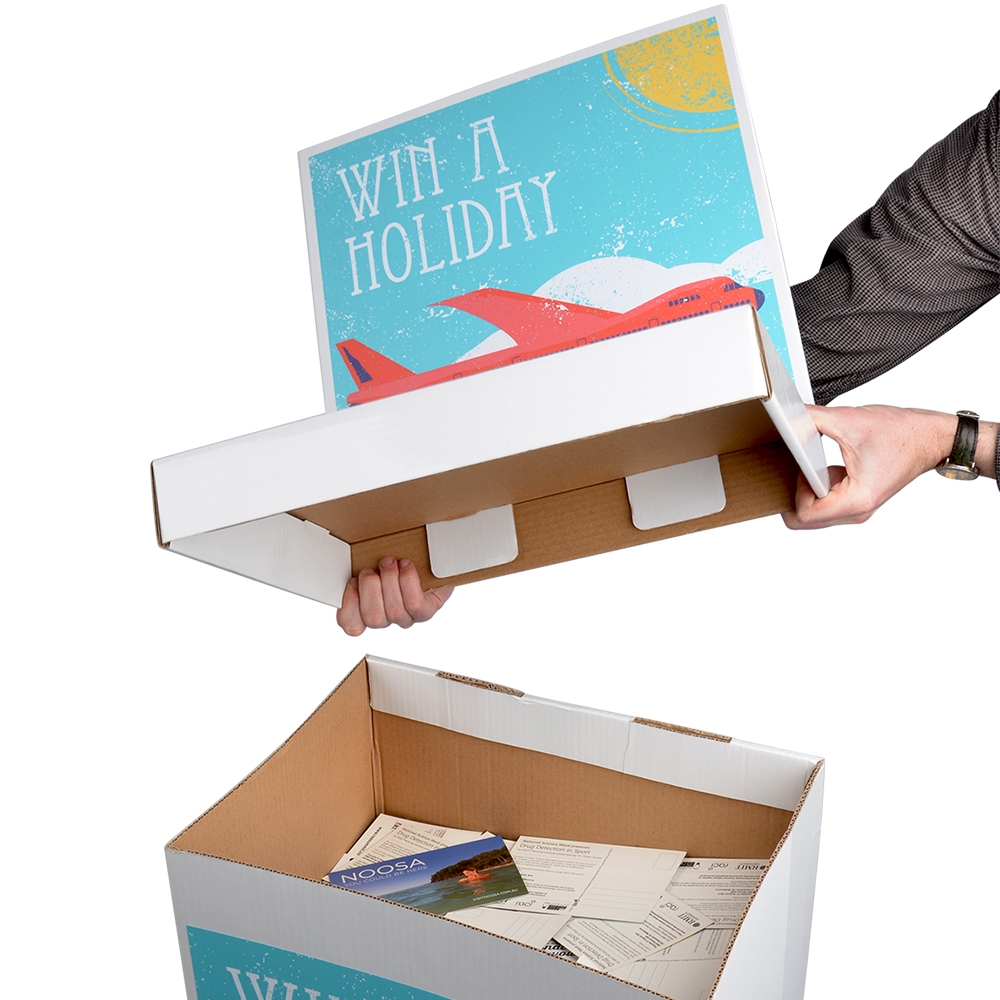 Cardboard Raffle Boxes - Floor Standing w/Header - Ships Same Day