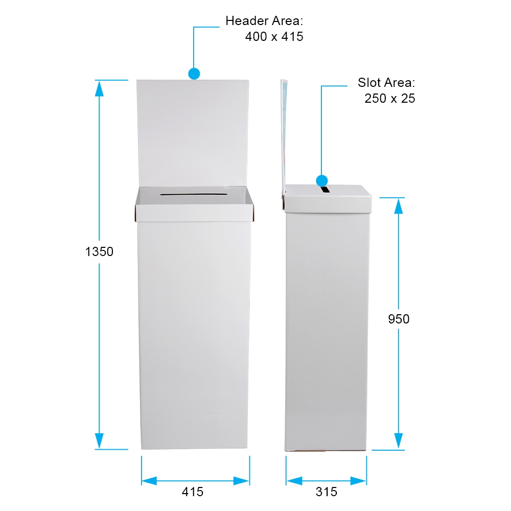 Cardboard Raffle Boxes - Floor Standing w/Header - Ships Same Day