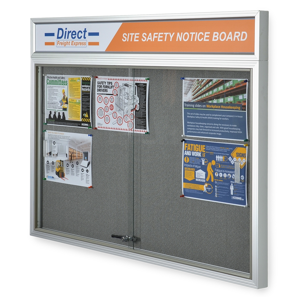 Tamperproof Notice Board – Sliding Door w/ Custom Header